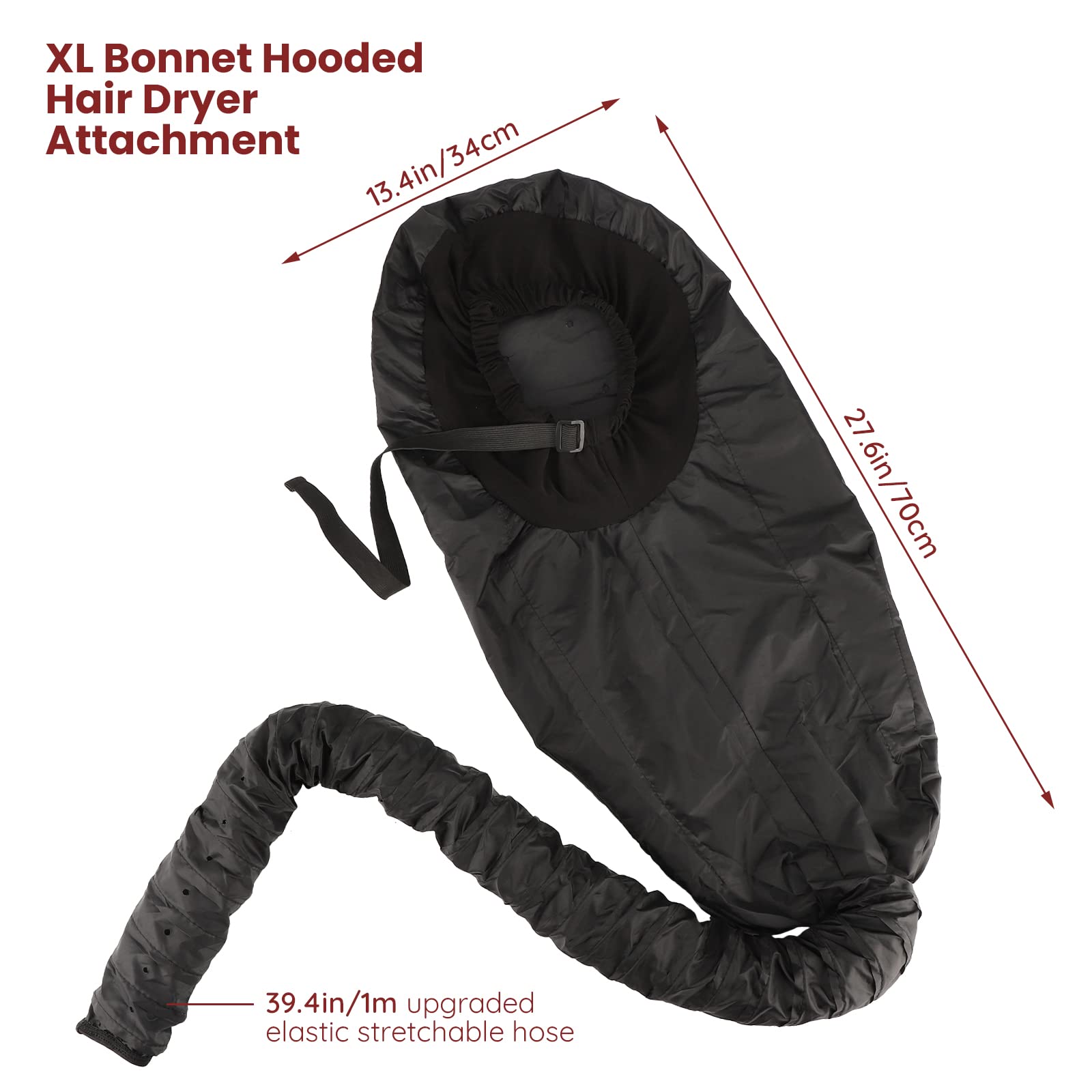 Bonnet Hooded Hair Dryer Attachment, Segbeauty Extra Large Adjustable Deep Conditioning Cap, Upgraded Drying Heat Cap with Elastic Strap for Natural Curly Textured Hair Care, Fast Drying, Styling