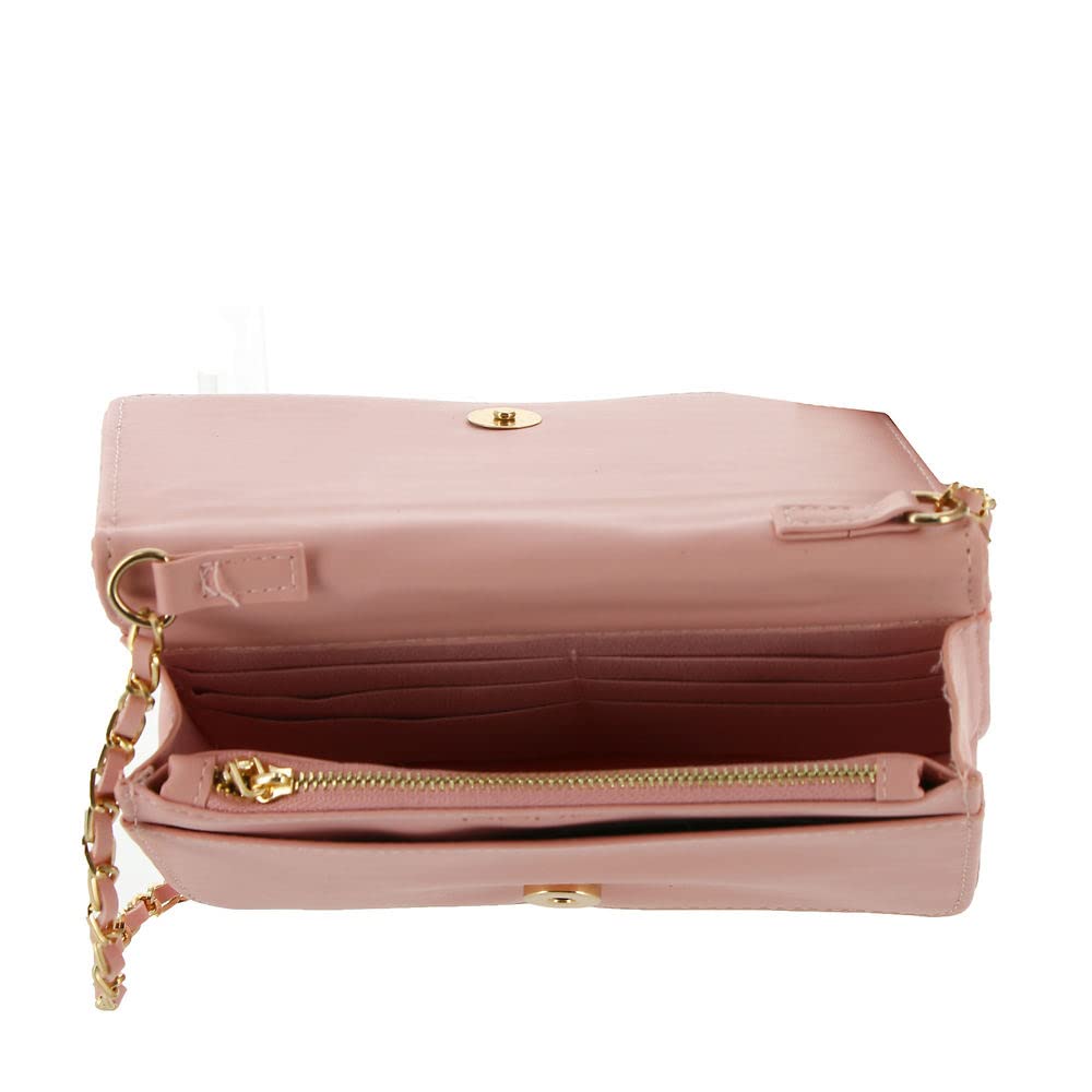 bebe Cassia Flap Crossbody Bag Rose-Tan