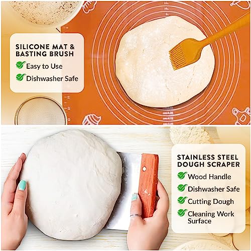 Banneton Bread Proofing Basket - Bread Proofing Baskets For Bread Baking Sets of 2-10" Oval and 9" Round Indonesian Rattan - Bread Basket Proofing - Bread Making Tools And Supplies