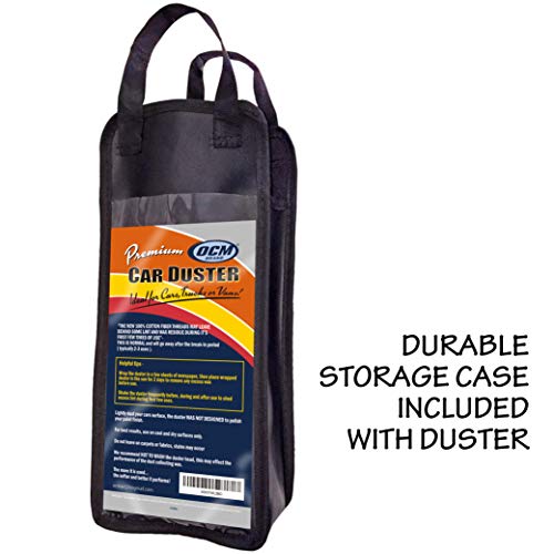 OCM Brand Premium Extra Large Car Duster with Durable Solid Wood Handle Includes Storage Cover - Professional Detailers Top Choice