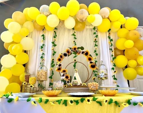 Artificial Sunflower Garlands Hanging Sunflower Vine 5pcs 7.8FT Silk Sunflowers with Green Leaves for Wedding Party Garden Home Decor