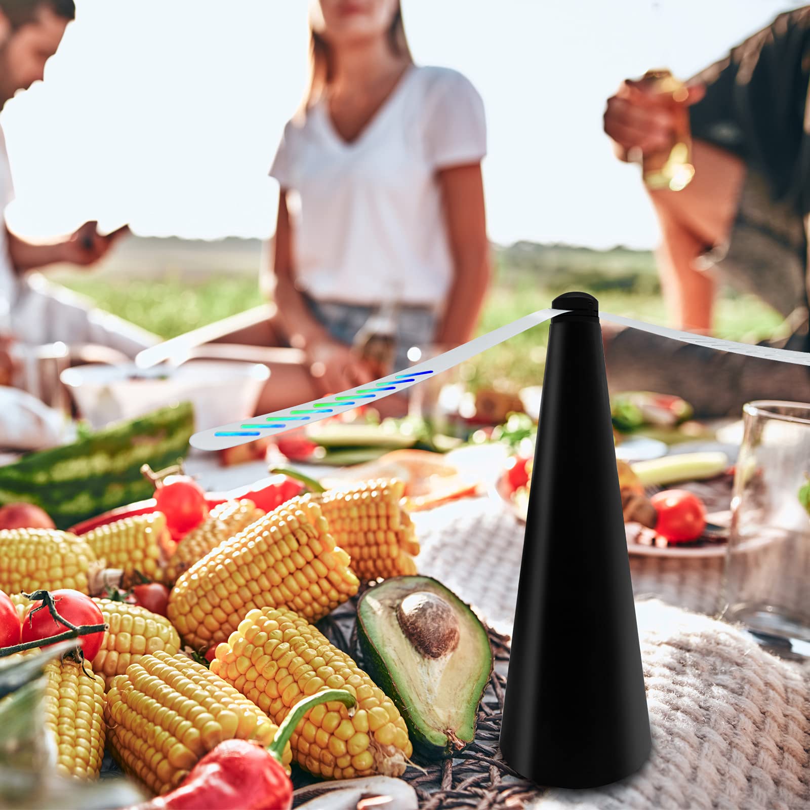 Bug Repellent Fly Deterrent Fan,Bug Repellent for Tables Indoor Outdoor Meal, Portable Table Bug Repellent Keep Flies Away from Your Food Black(1 Pack)