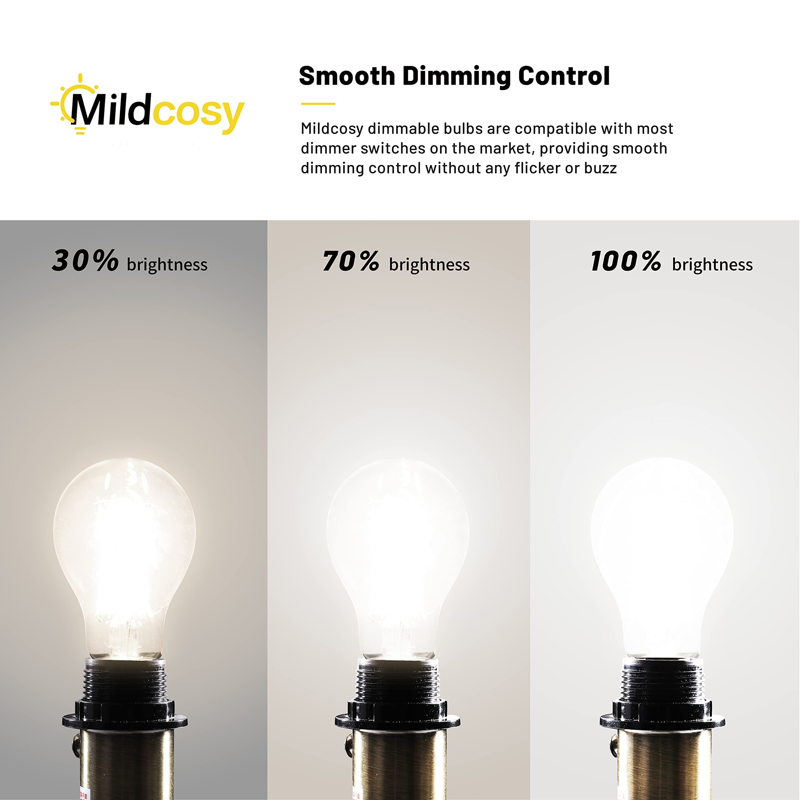 A19 Dimmable LED Light Bulbs, 60 Watt Equivalent, 5000K Daylight White, E26 Base, 8.8 Watt 800 Lumens 120V, 13 Years Lifespan, UL Listed FCC Certified, No Flicker, 6 Pack
