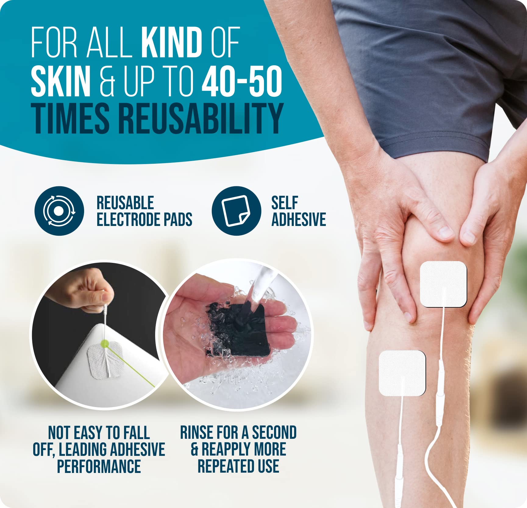 TENS Unit Replacement Pads, Combination 20 PCS Multiple Sizes Electrodes TENS Unit Pads, SM Electrode Patches(pin-in), Latex-Free Self-Adhesive TENS Pads for TENS/EMS Muscle Stimulation Machine