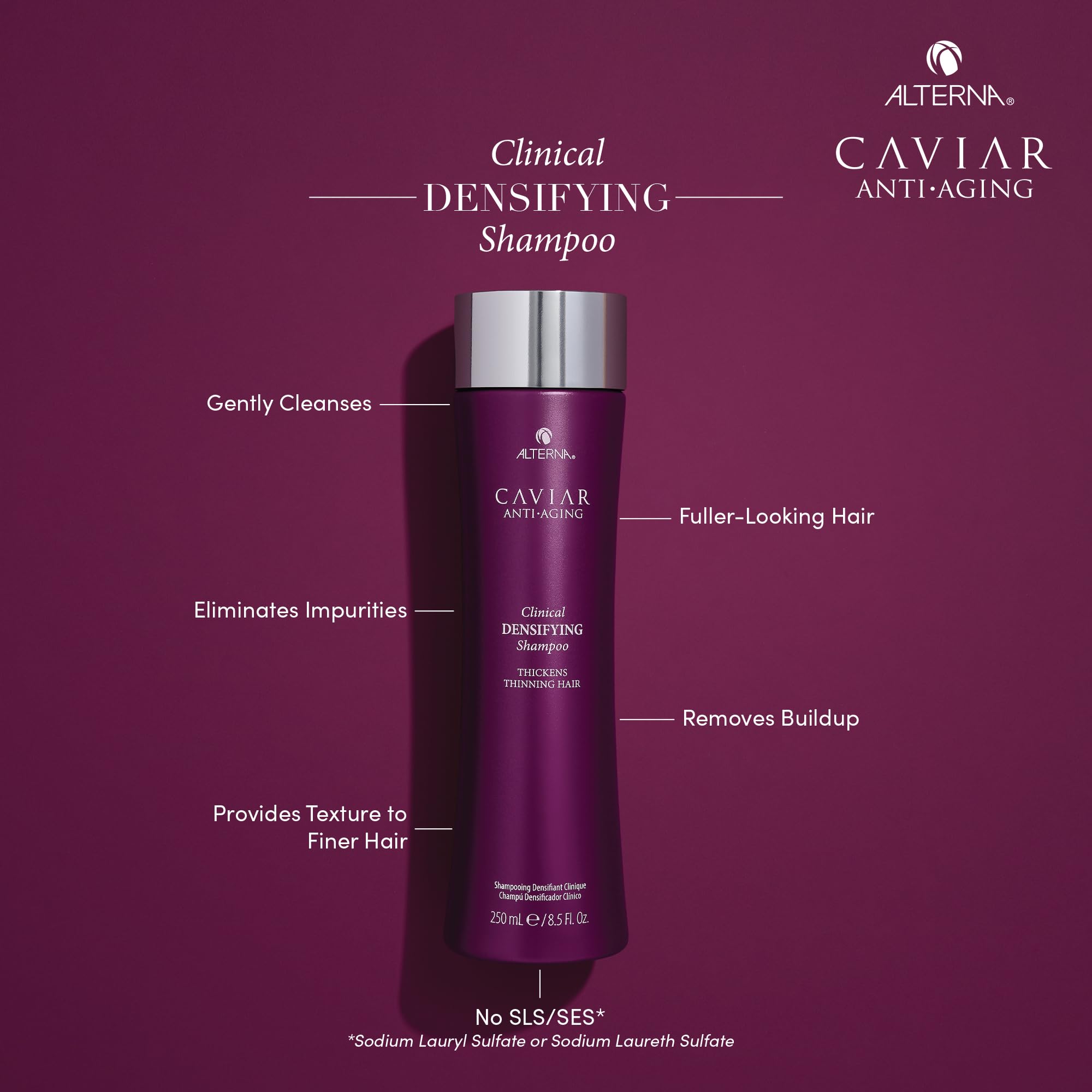CAVIAR Anti-Aging Clinical Densifying Shampoo 8.5 Fl Oz | For Fine, Thinning Hair | Thickens Hair, Protects Scalp | Sulfate Free