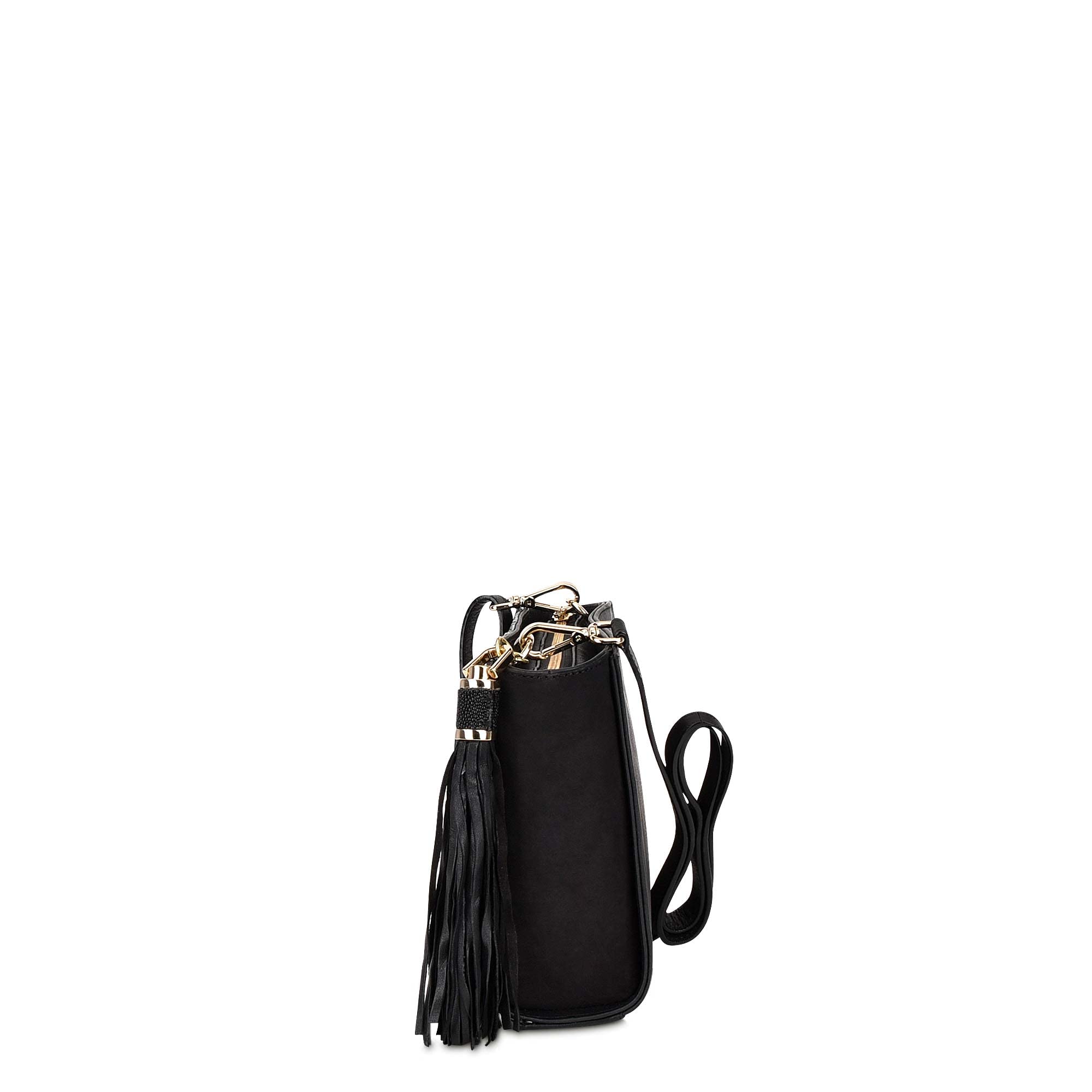Cuadra Women's Crossbody Bag in Genuine Stingray Leather Black, BO331MA
