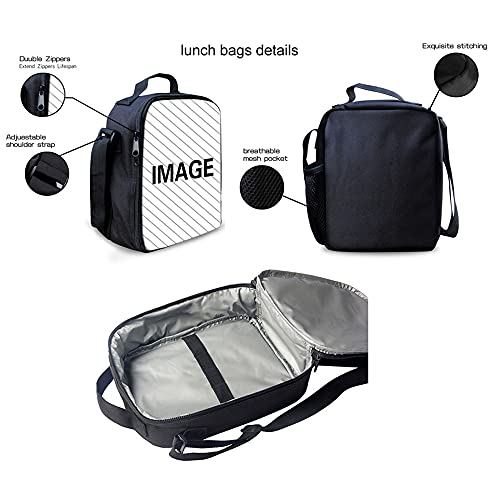 Belidome Horse Black School Backpack Set of 4 Lunch Bag Pencil Case Water Bottle Holder for Kids Girls