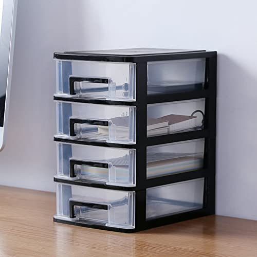 Tofficu 5 Drawer Storage Tower Plastic Storage Multifunctional Storage Cabinet with Clear Drawers Storage Case Organizer for Craft Stationary(Black)