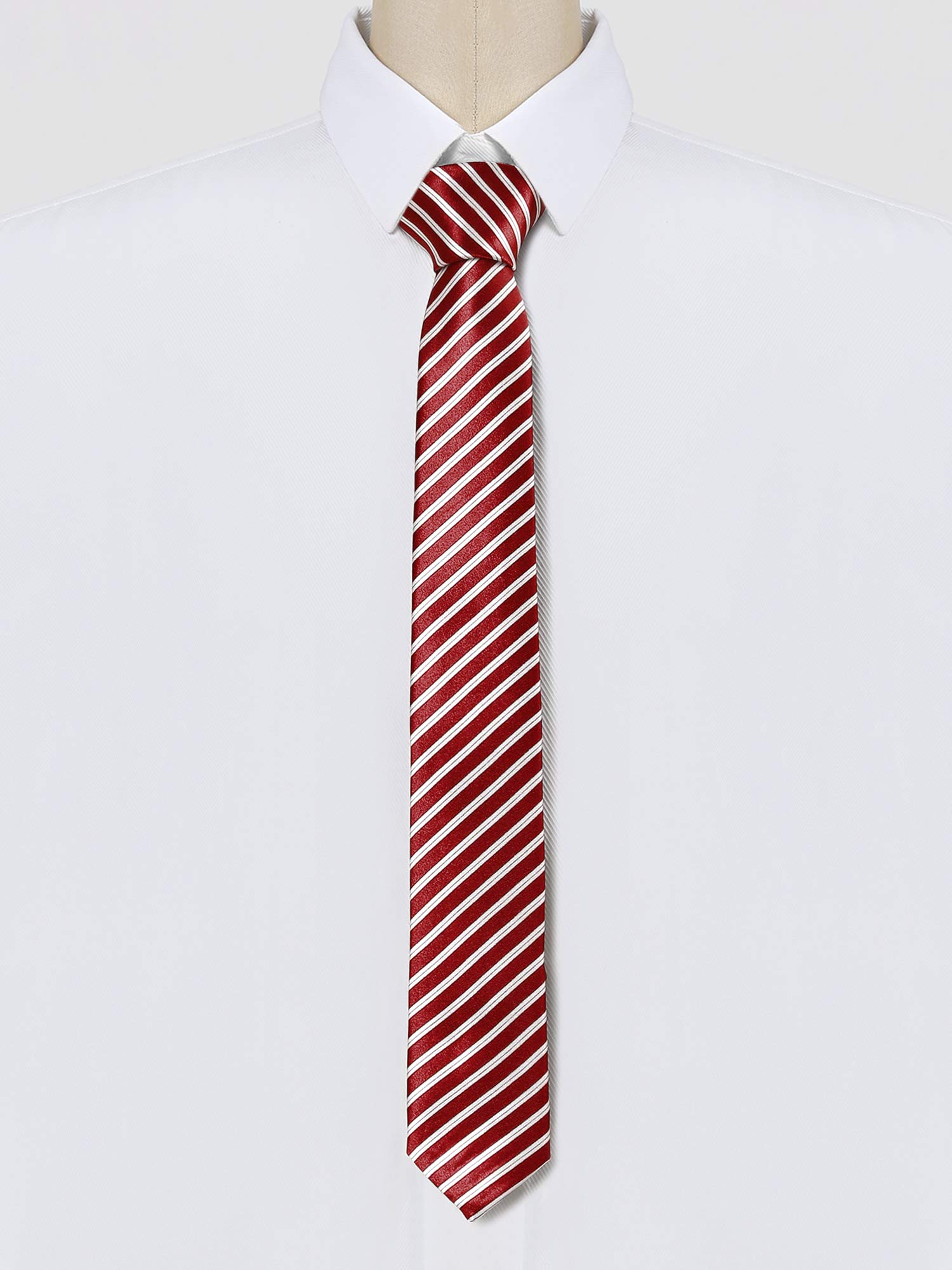 Allegra K Men's Stripe Classic Self-Tied Necktie Skinny Tie Slim Ties for Business Casual One Size Red