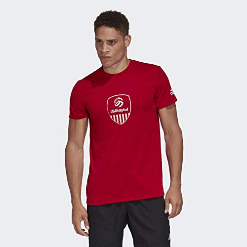 adidas Men's USA Volleyball Short Sleeve Tee Aeroready Team Power Red Large