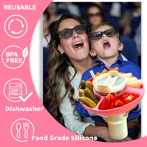 BELL BEAR Snack Bowl For stanley Cup Accessories,For stanley 40 oz tumbler with handle,simple modern 40 oz tumbler Accessories,Snack Bowl Combo (pink)