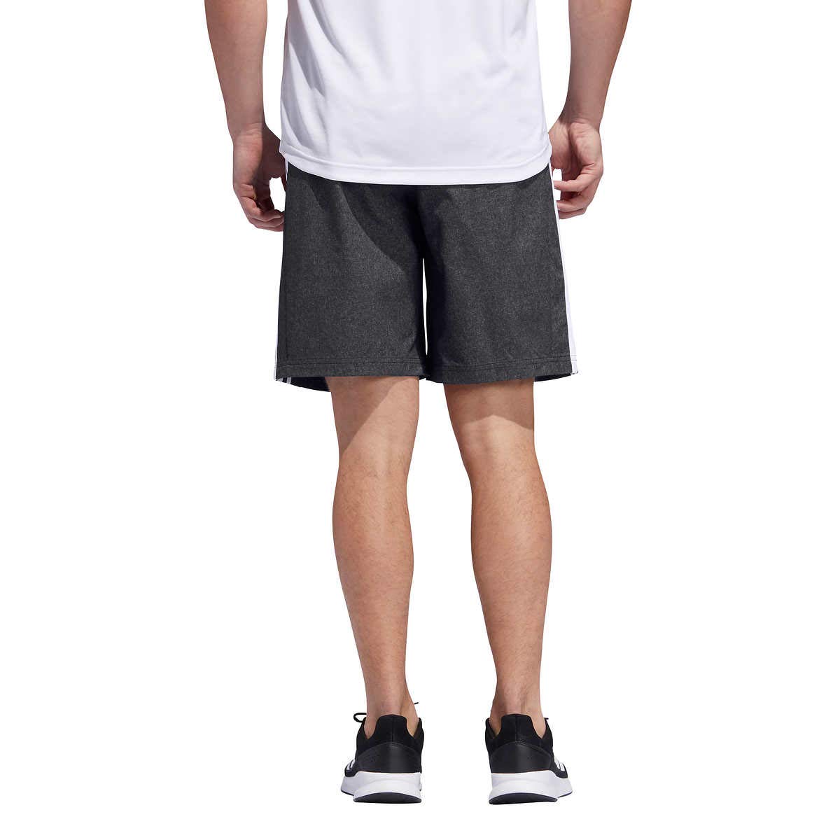adidas Men’s Woven Active Short (Black/White Stripe, Large)