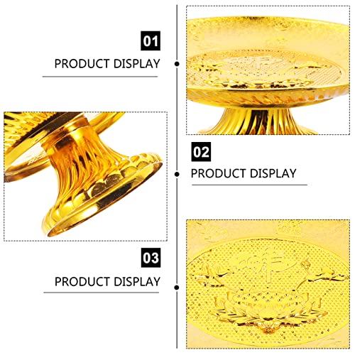 BESPORTBLE Golden Fruit Dish 2 Pcs Buddhist Offering Plates Sacrificial Fruit Tray Tribute Food Bowls Dish Religious Blessing Snack Tray Aromatherapy Tray for Altar Rituals Supplies Offering Bowls