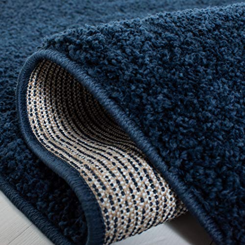 SAFAVIEH August Shag Collection 8' x 10' Navy AUG553M Solid Non-Shedding Living Room Bedroom Dining Room Entryway Plush 1.25-inch Thick Area Rug