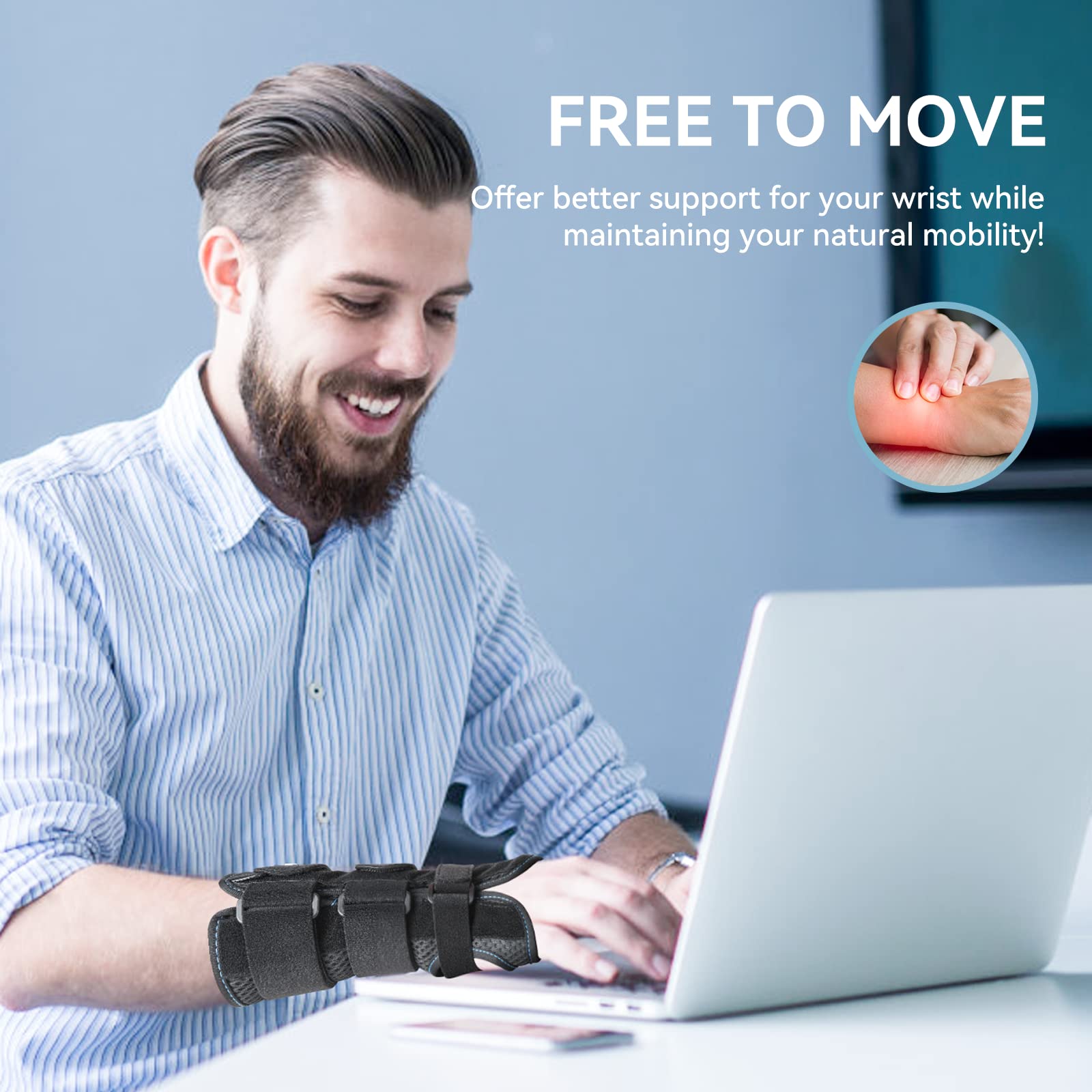 AGPTEK Wrist Brace for Carpal Tunnel Relief, Tendonitis, Arthritis, Sprains, Women Men Adjustable Wrist Splint with 3 Stays, Fits for Both Hand 1 Pack.