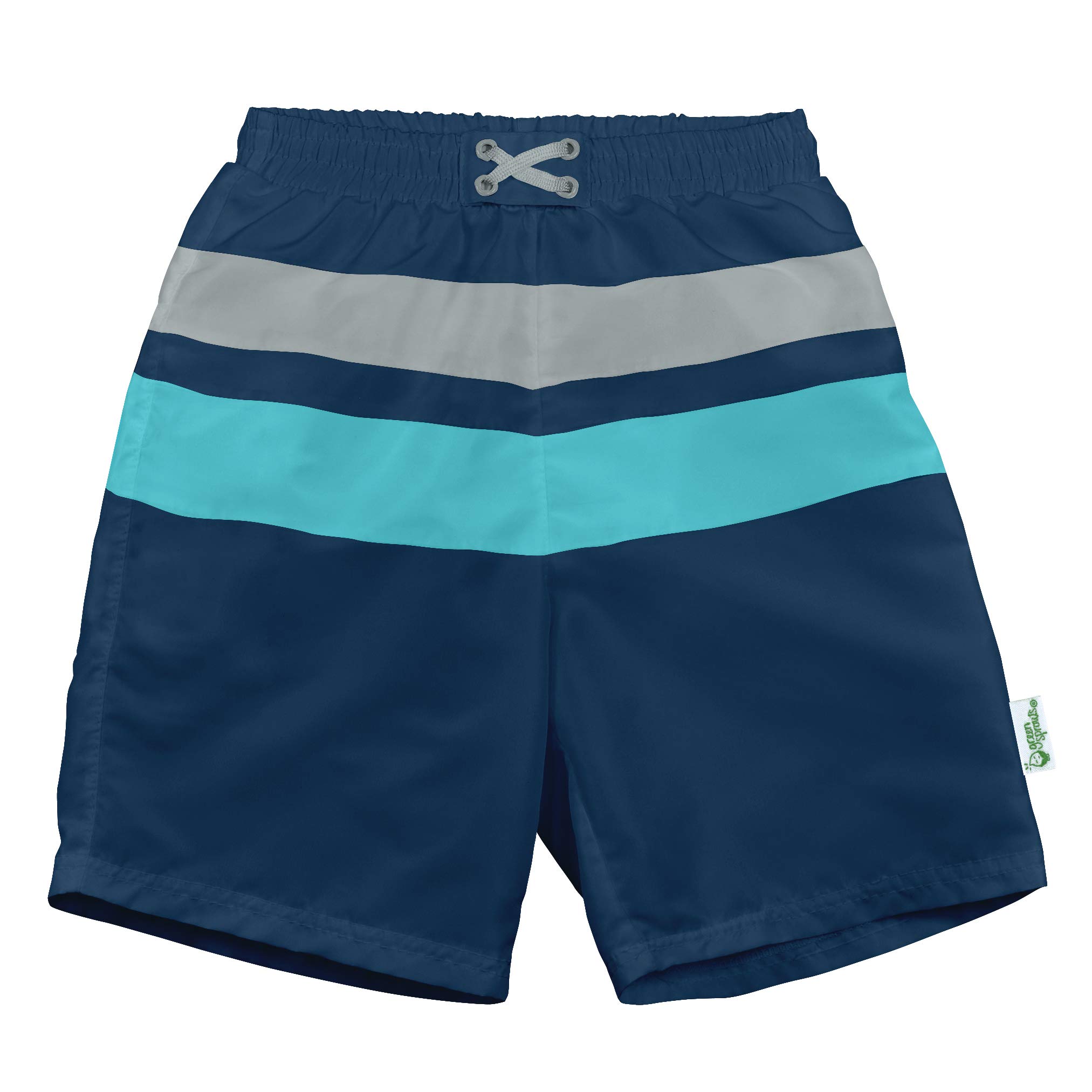 i play. by green sprouts baby boys With Built-in Reusable Diaper Swim Trunks, Navy/Aqua, 24 Months US