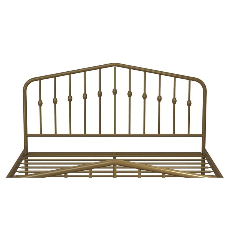 Novogratz Bushwick Metal Bed with Headboard and Footboard | Modern Design | Queen Size - Gold