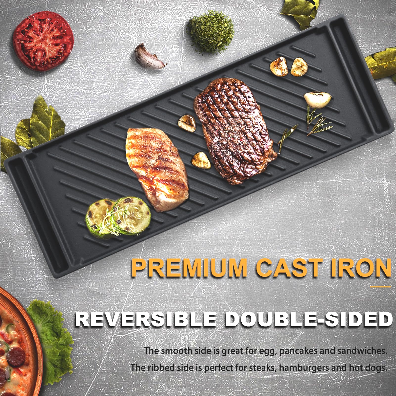 Atgestore DG61-00859A Griddle Replacement for Samsung stove Parts Top Griddle Plate, Reversible Cast Iron Center Griddle for Samsung Gas Range Parts NX58H5600SS NX58H9500WS Burner Griddle Pan 1 Pack