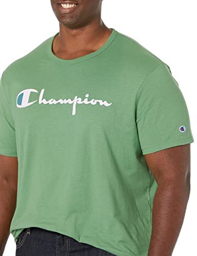Champion T, 100% Cotton Shirt for Men, Lightweight Tee, Multiple Graphics, Native Fern Green-Y08254, Small