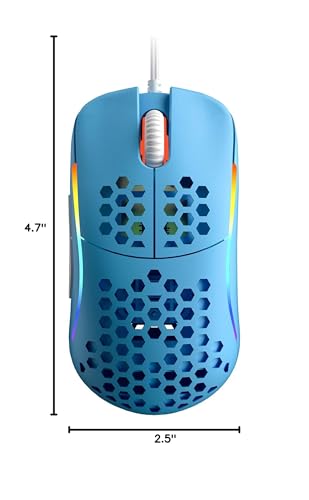 HK Gaming NAOS M Ultra Lightweight Honeycomb Shell Ambidextrous Wired RGB Gaming Mouse 12 000 cpi - 7 Buttons - 59 g (Naos-M, Blue)