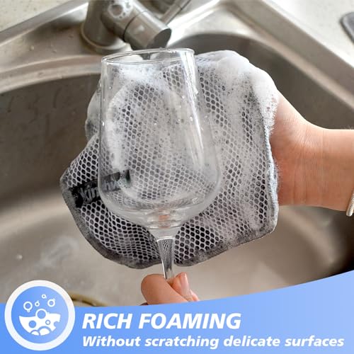 KinHwa Kitchen Washcloths for Dishes Absorbent Microfiber Dish Cloths Quick Dry Dish Rags with Poly Scour Scrub Side Ideal for Kitchen Cleaning and Housekeeping 7inch X 7inch 9 Pack Gray