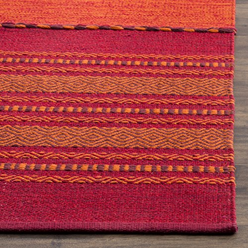 SAFAVIEH Montauk Collection 6' x 9' Orange / Red MTK215A Handmade Flatweave Cotton Area Rug