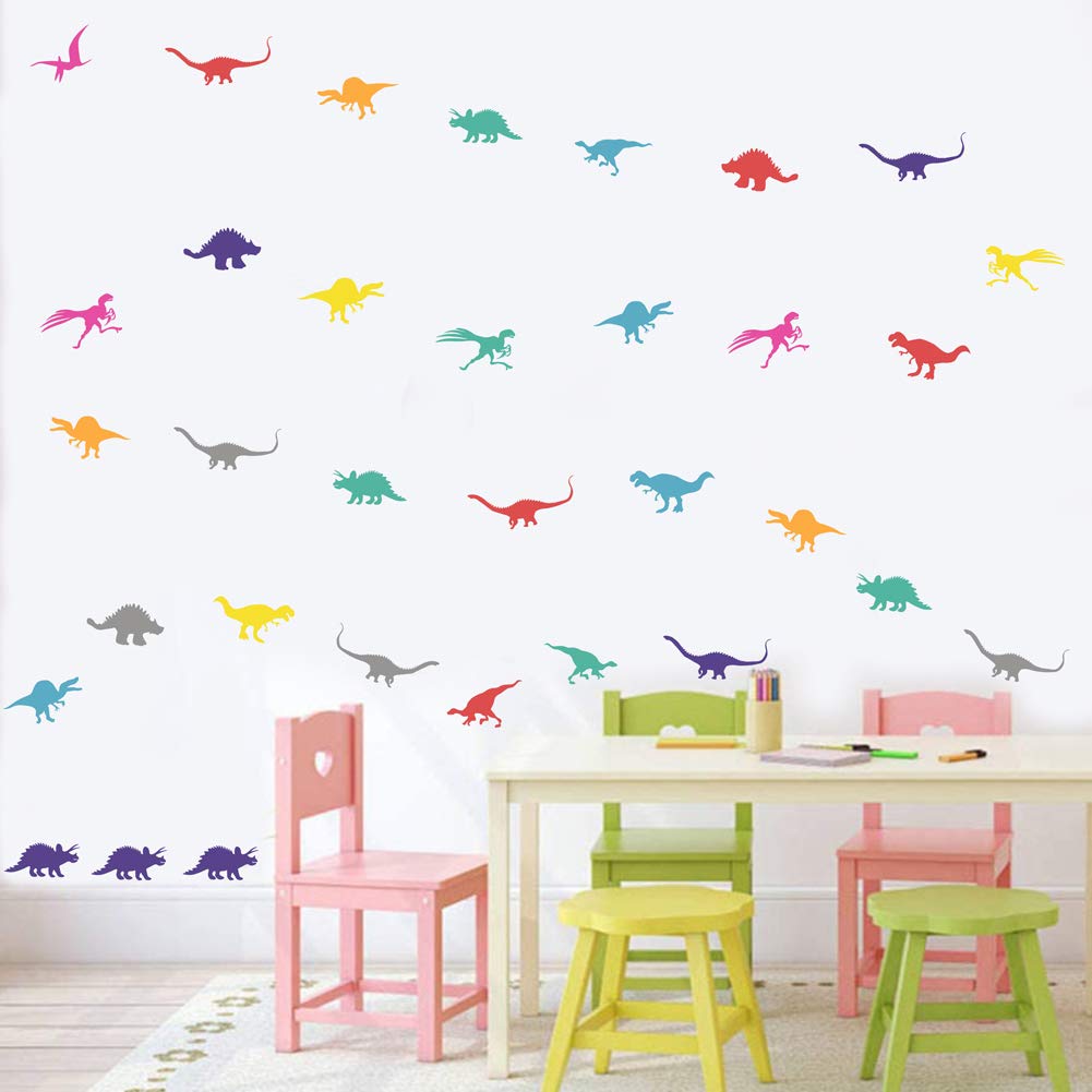 IARTTOP Colorful Dinosaur Sticker (98pcs), Adorable Dinosaurs Wall Decal for Kids Room Nursery Decor, Lovely Animal Theme Party Decoration