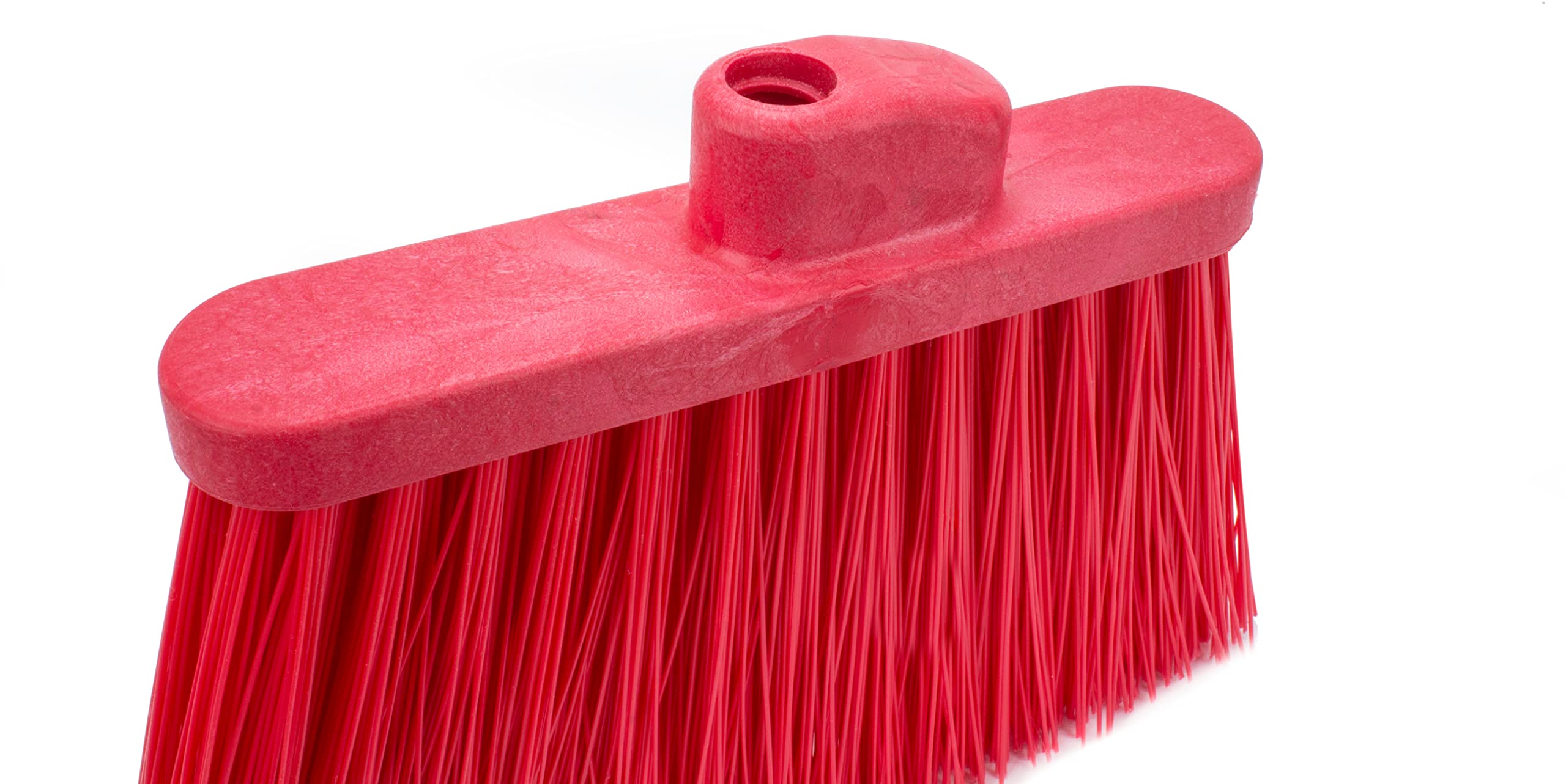 SPARTA Plastic Broom Head, Angled, Un-Flagged for Large Debris Indoor, Outdoor, Home, Restaurant, Lobby, Office, 12 Inches, Red