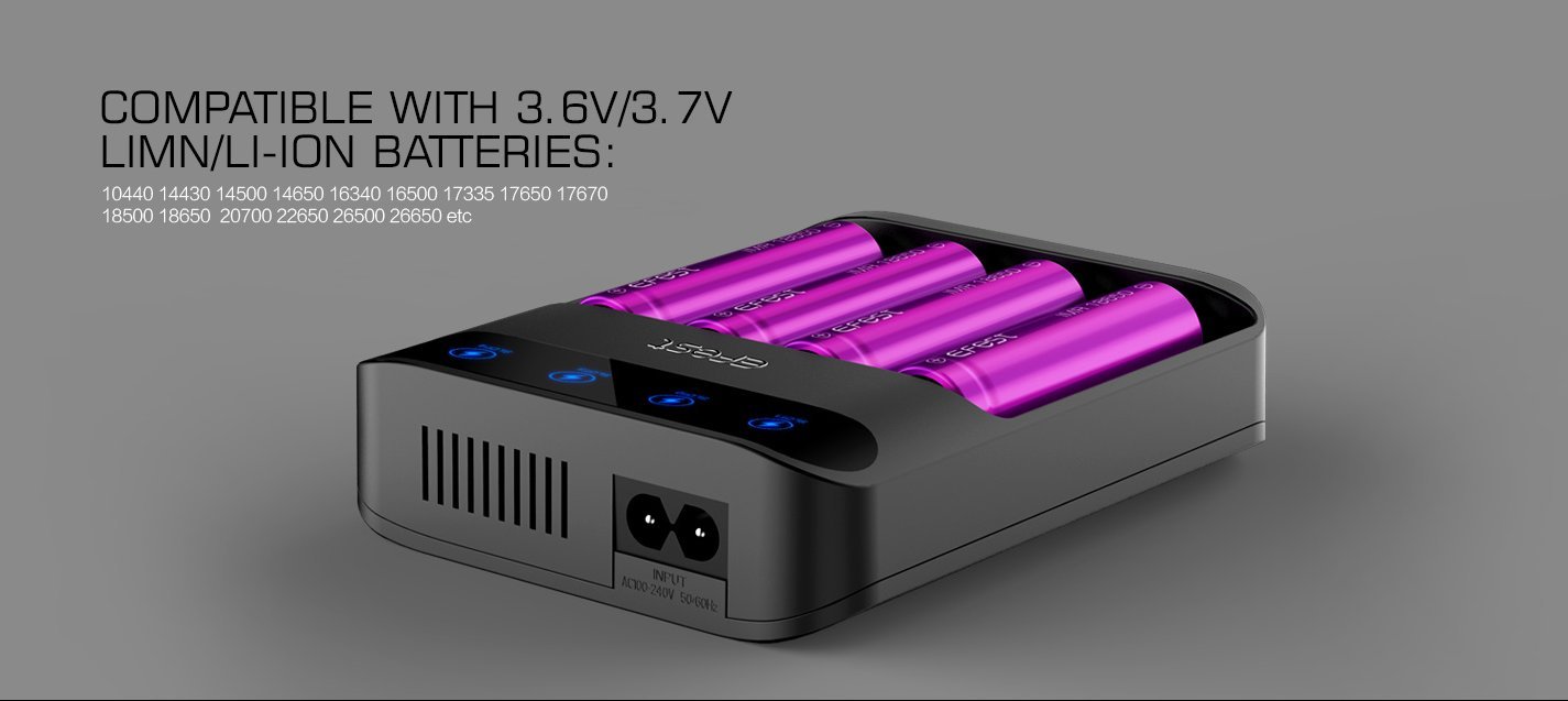 Efest LUSH Q4 Intelligent LED Battery Charger for 20700 / 18650 / 26650 / 26500 / 18500 / 18350 / 17340 / 16340 / 14500 / 10440
