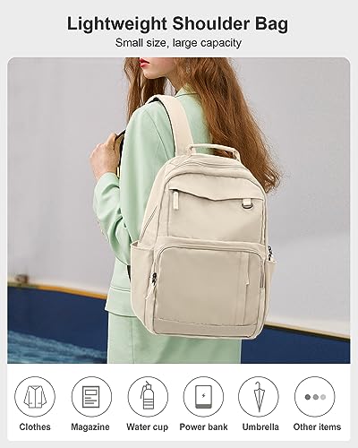 bergsalz White Laptop Backpack For Women Men Travel Backpack Carry On Backpack Casual Daypack Backpacks Lightweigt Waterproof College Essentials Backpack Work Teacher Backpack Purses For Women