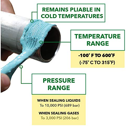 Gasoila - GE04 E-Seal Pipe Thread Sealant with PTFE Paste, Non-Hardening, -100 to 600 Degree F, 1/4 Pint Brush