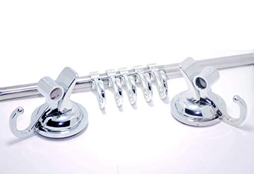 iRomic Suction Cup Hook Hanger Holder Rack Rail Towel Bar Organizer for Bathroom Shower Wreath, Loofah,Robe,Towel,Coat,Cloth,Kitchen Utensils,Wall Mounted on Glass Door,Window,Tile Wall