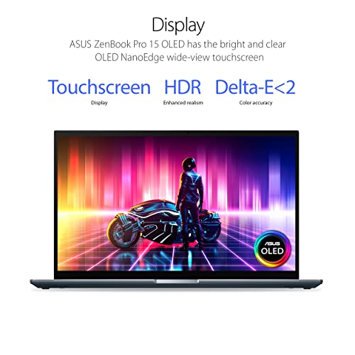ASUS ZenBook Pro 15 OLED Laptop 15.6” FHD Touch Display, AMD Ryzen 7 5800H CPU, NVIDIA GeForce RTX 3050 Ti gpu, 16GB RAM, 512GB PCIe SSD, Windows 11 Pro, Pine Grey, UM535QE-XH71T