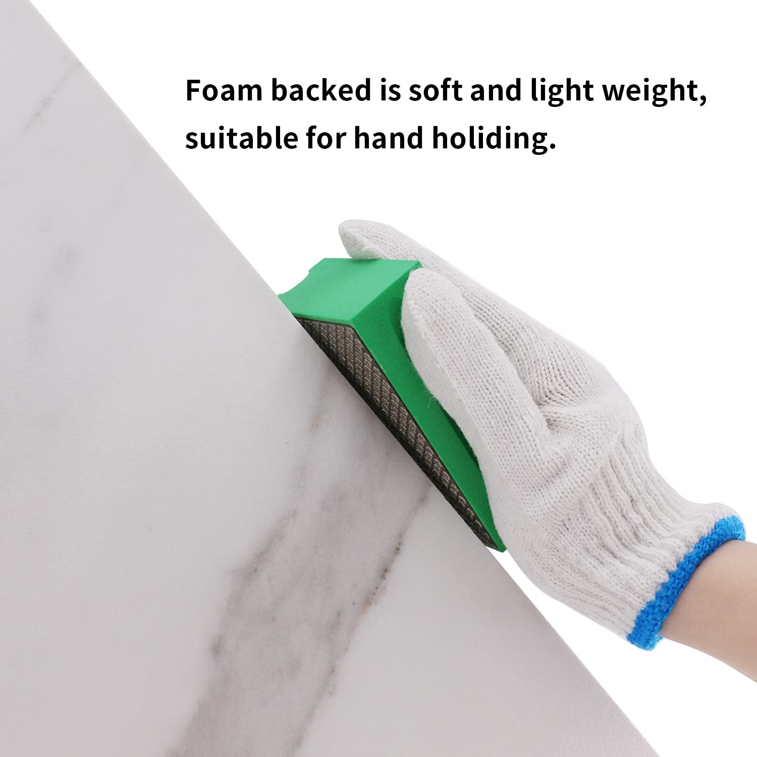 BSRTTOOL 4PCS Diamond Hand Polishing Pads Sanding Blocks Foam Backing for Tile Stone Marble Concrete Ceramics Granite Glass Wet Dry (4PCS)