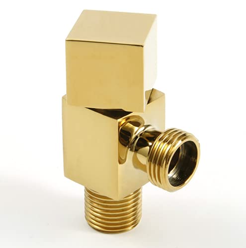 HOMCBEC Titanium Gold Brass 3 Way Diverter, G1/2"Angle Valve Hose Fitting Tee, Shut off Valve for Bath Shower Arm, Toilet Bidet Sprayer Faucet