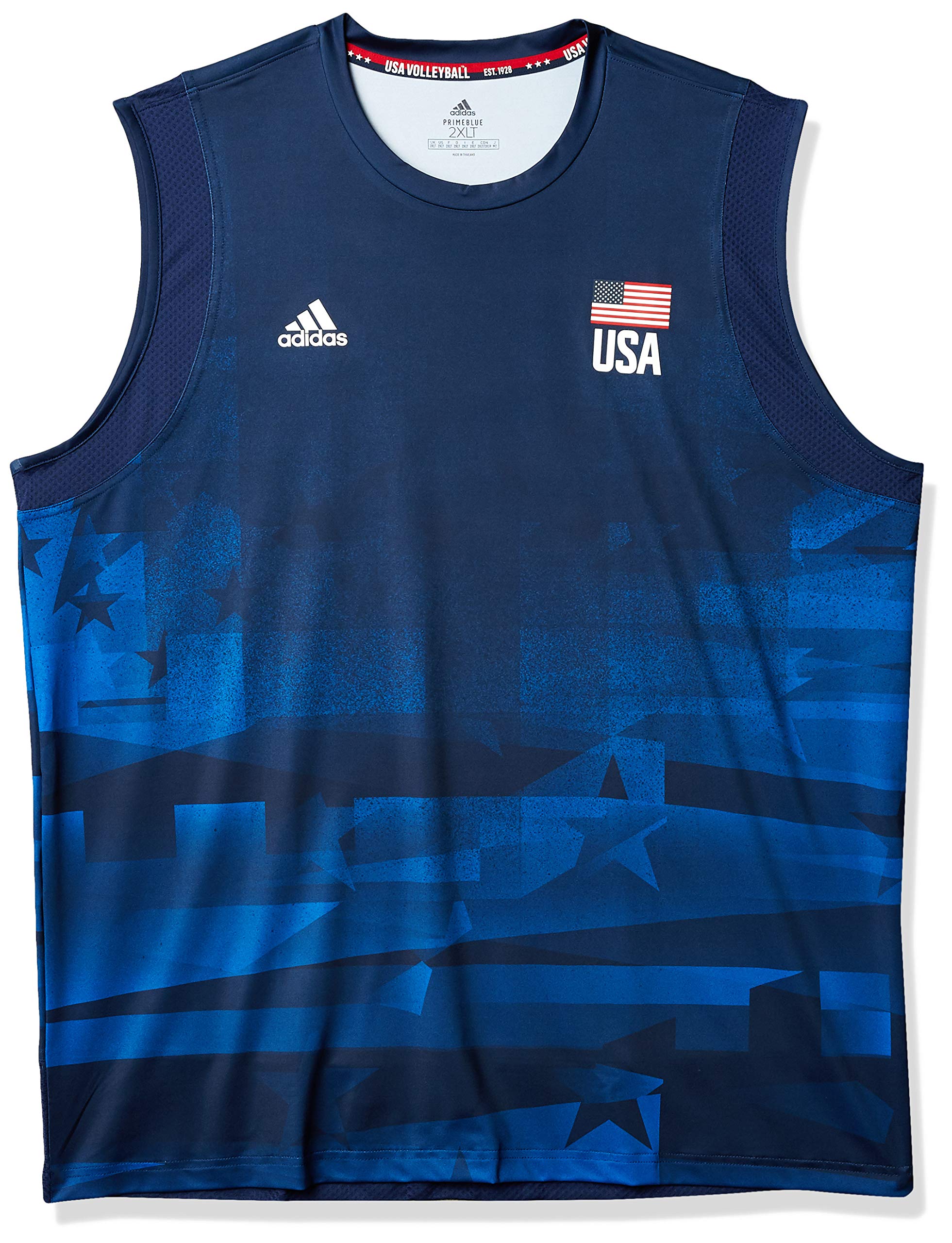 adidas Mens USA Volleyball Jersey Primeblue Team Navy Blue/Glory Blue XL