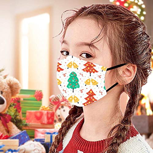 Walsent 5PCS Children Kids Cute Print Outdoor Protective Washable and Reusable Face Bandanas Stay Safe Face Mouth Bandanas, Christmas Decorations