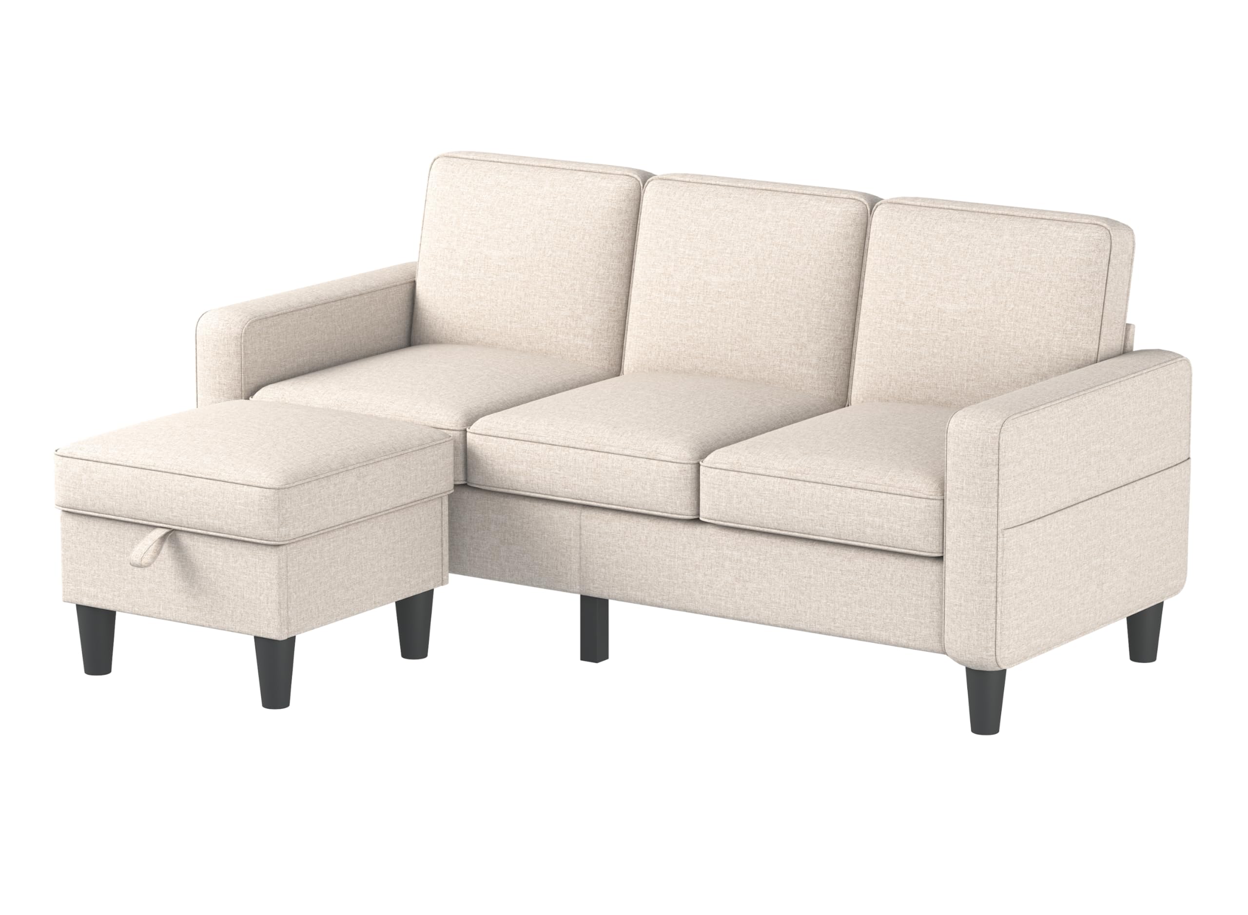 Woyomeub Sectional Sofa 78" Couch Couches for Living Room with Storage Ottoman Beige Modern L Shaped 3 Seater Sofas for Small Space Dorm APT
