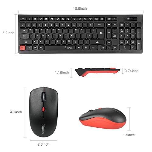 Wireless Keyboard and Mouse Combo ,DPI 1600, 2.4GHz Wireless Connection, Long Battery Life, Computer Keyboard and Mouse for PC, Desktop.Laptop, RECCAZR WC500 Design for Office and Home (Black)