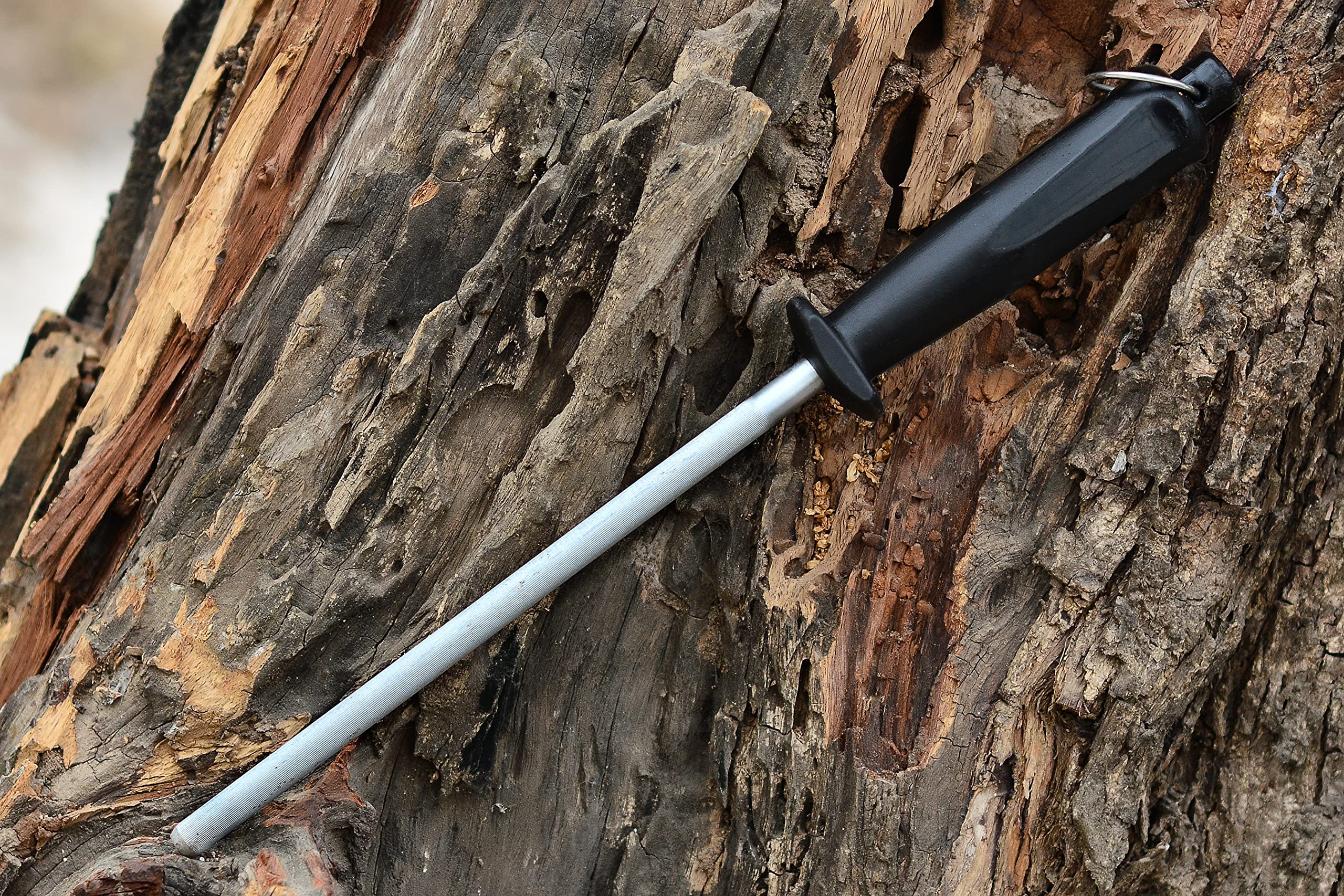 ALZAFASH Handmade Tracker Knife with Honing Steel, Hunting Knife with Sharpening Steel