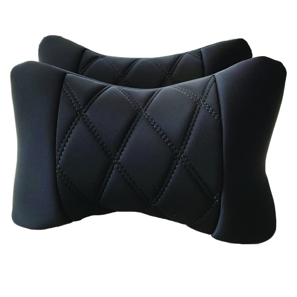 AAGIIILEEYO Car Seat Headrest Neck Rest Cushion,2 Pieces Black Help Relieve Neck Pain Pillow for Driver or Front Passenger,Polyamiden Fibre Cushion