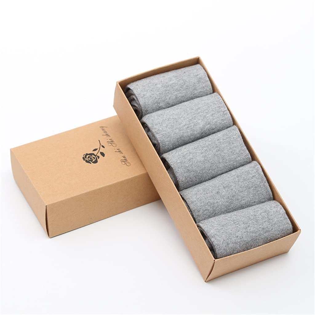 AFLHYJK 5 Pairs Men Socks Grey Cotton Breathable Spring Autumn Socks Business Socks Casual Socks