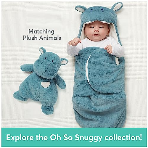 GUND Baby Oh So Snuggly Hippo Blanket Wrap, Plush Hooded Baby Blanket Wrap for Newborns, Blue/Cream, 26”