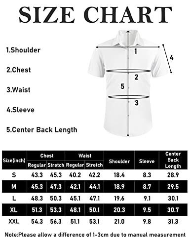 ATFORNA Dress Shirts for Men Cotton Slim Fit Stretch Button Down Shirts Business Causal Blouses White