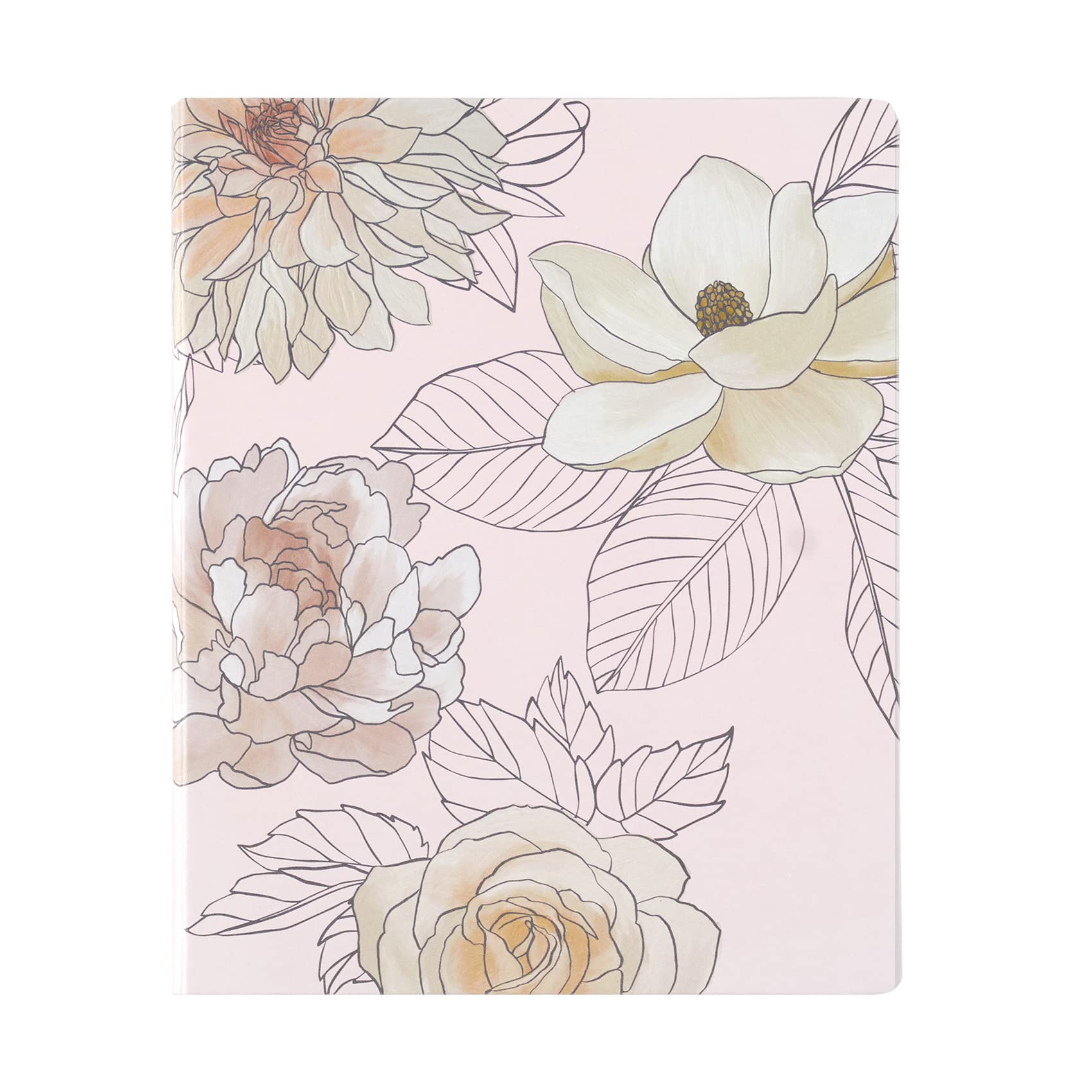8” x 10” 12 Month Soft Bound Life Planner ( Jan 2022 – Dec 2022 ) – Flora Blush + Flora Interior Pages. Vertical Weekly and Monthly Agenda by Erin Condren.