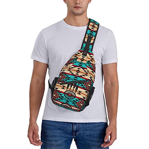 ASYG Cute Native American Sling Bag Crossbody Chest Daypack Casual Backpack American Indian Shoulder Bags for Women Men