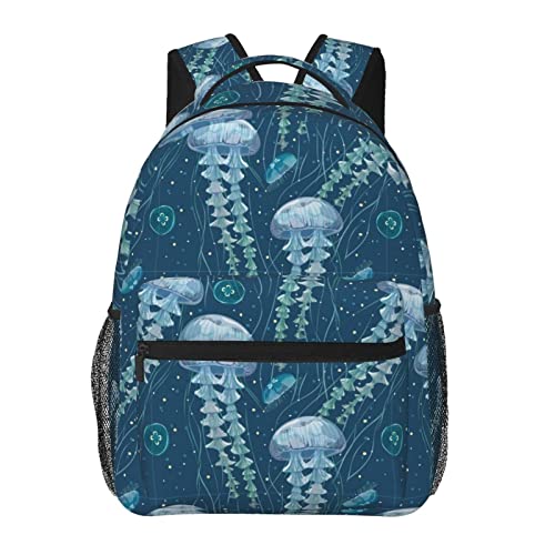 ASYG Jellyfish Backpack Cute Laptop Backpack Women Tablet Bag Funny Travel Bag Fish Laptop Bag