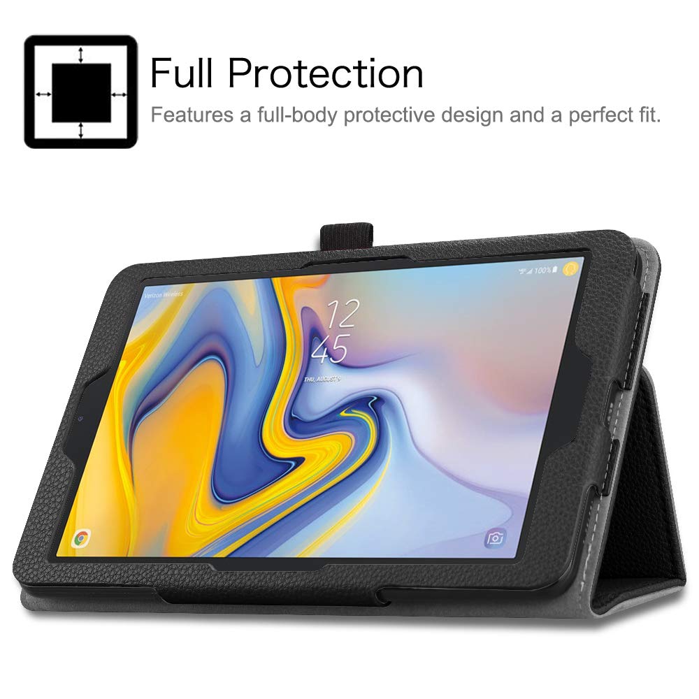 Fintie Folio Case for Samsung Galaxy Tab A 8.0 2018 Model SM-T387, Slim Fit Premium Vegan Leather Stand Cover, Black