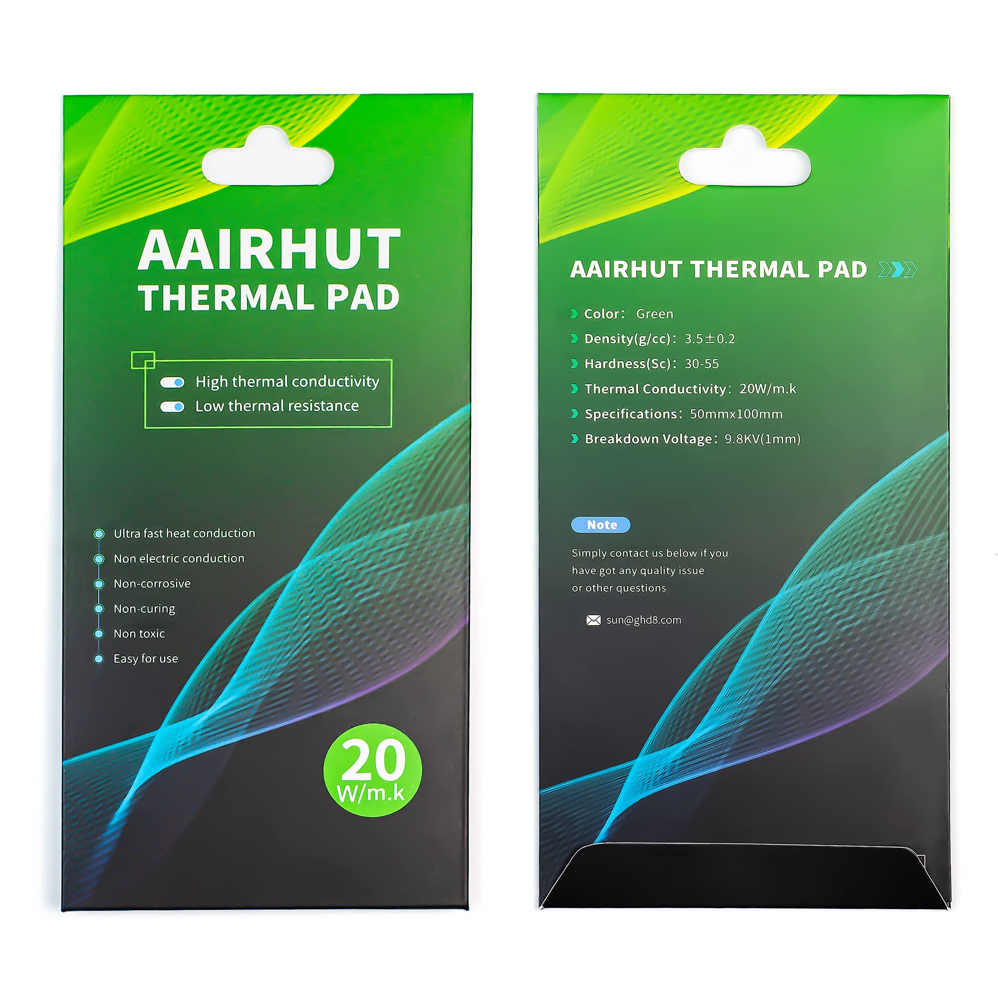 Aairhut Thermal Pad 20W/m.K, 100x50x1mm Silicone Cooling Pad Non Conductive Heat Resistance Extreme Odyssey Cover with Dual Self-Adhesive Films for PC Laptop PS4/PS5/SSD/RAM - 1 Pad