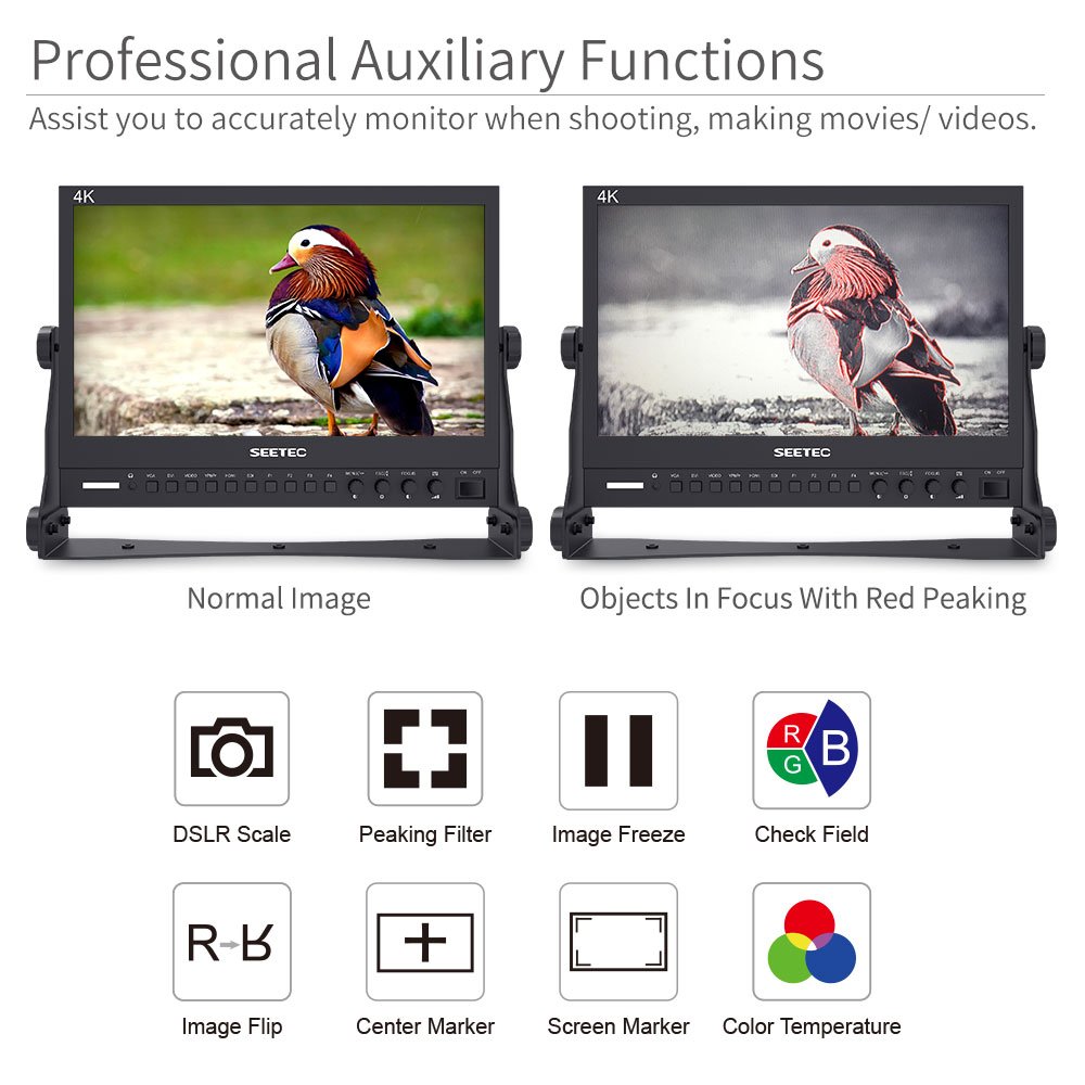 SEETEC P133-9HSD 13.3 Inch 4K HMDI Broadcast Monitor Professional LCD Director Studio Production Monitoring IPS Screen Aluminum Design